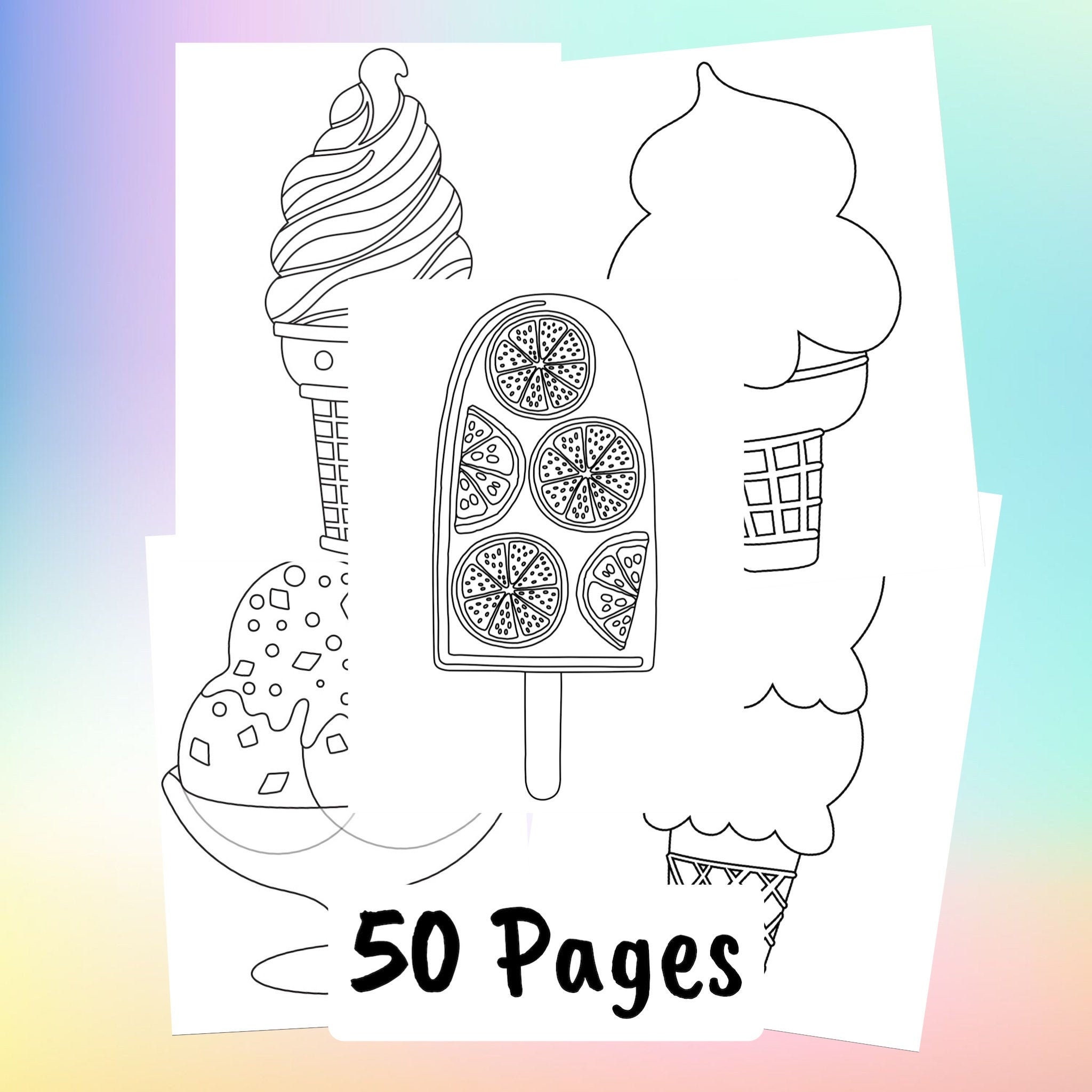 Kawaii Ice Cream Kids Coloring Pages - Ice Cream Anime Art Printable ...