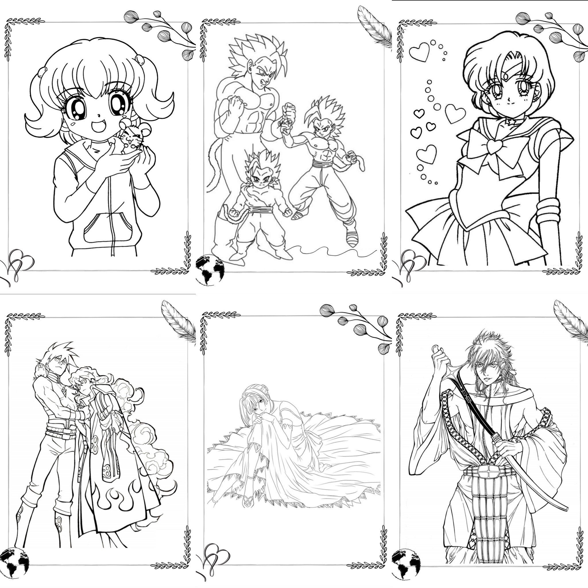 Anime 50 Printable Coloring Pages-anime Art-teen-adult - Etsy