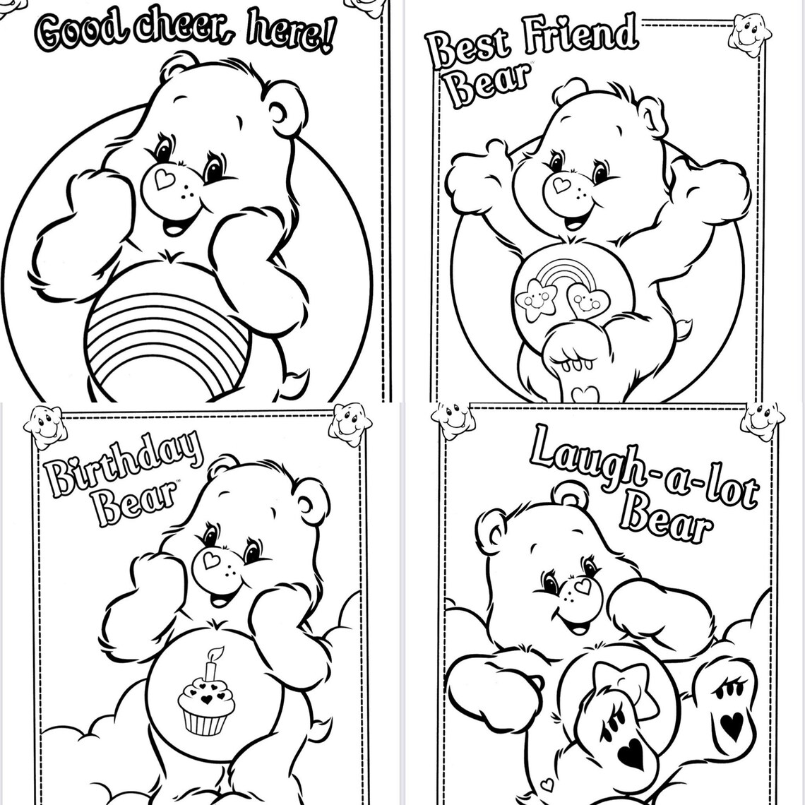 Care Bear Printable Coloring Pages- - Etsy