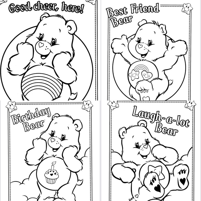 Care Bear Printable Coloring Pages- - Etsy
