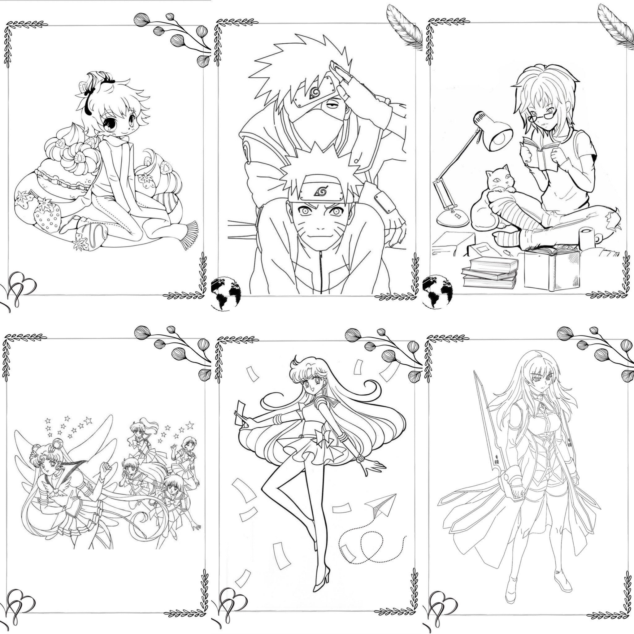 Anime 50 Printable Coloring Pages-anime Art-teen-adult - Etsy