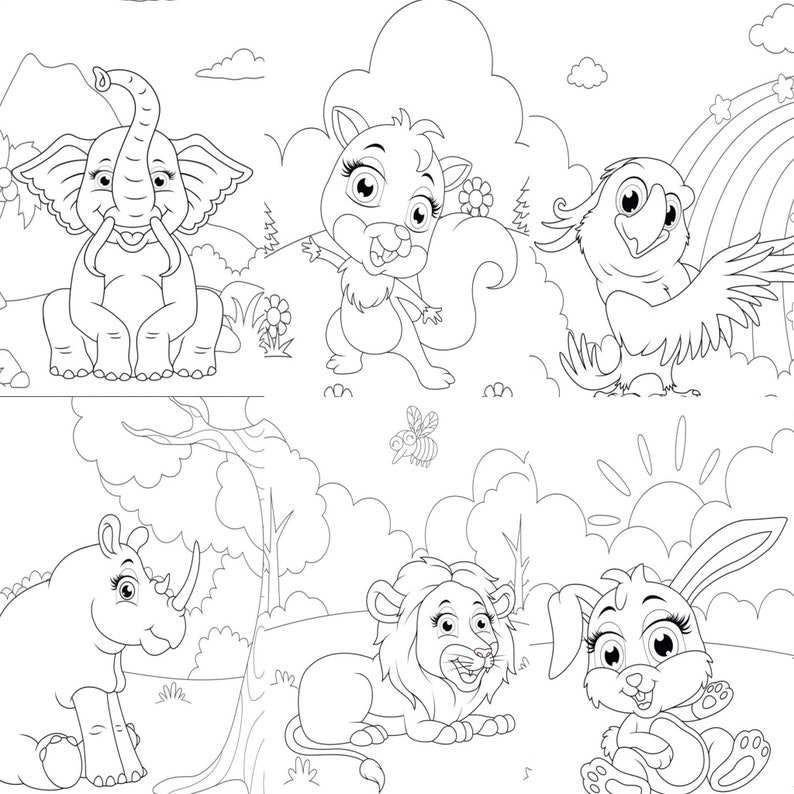 Baby Animals Printable Coloring Pages- - Etsy