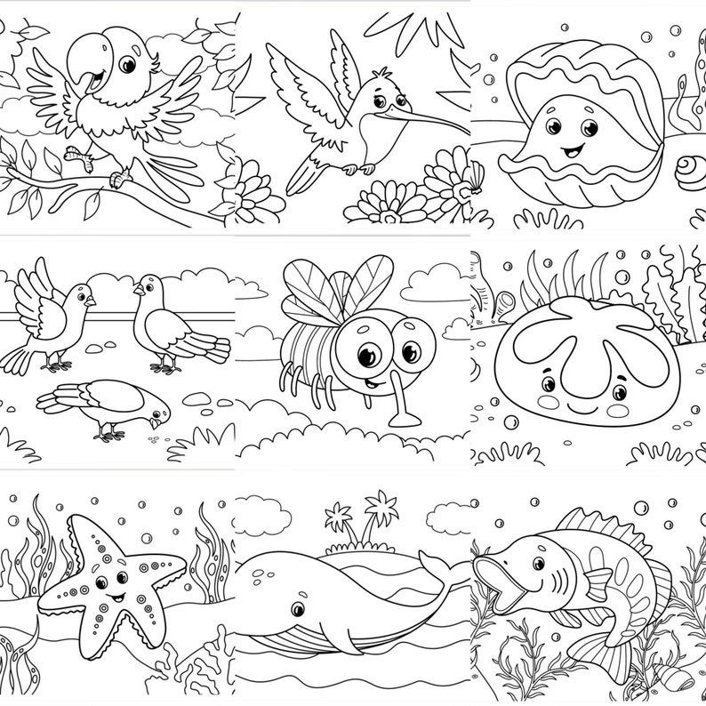 Coloriages à imprimer de dessins animés d'animaux mignons - Feuilles de ...