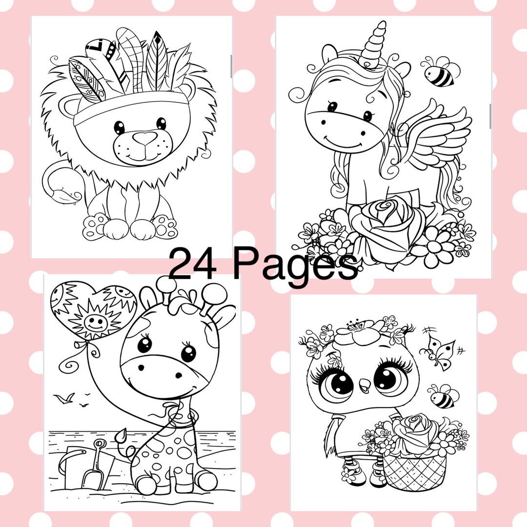 Adorable Animal 24 Printable Coloring Pages-instant Download-fun Kids ...