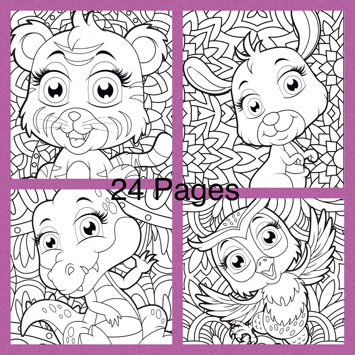 Zentangle Cute Animals Printable Coloring Pages-instant - Etsy