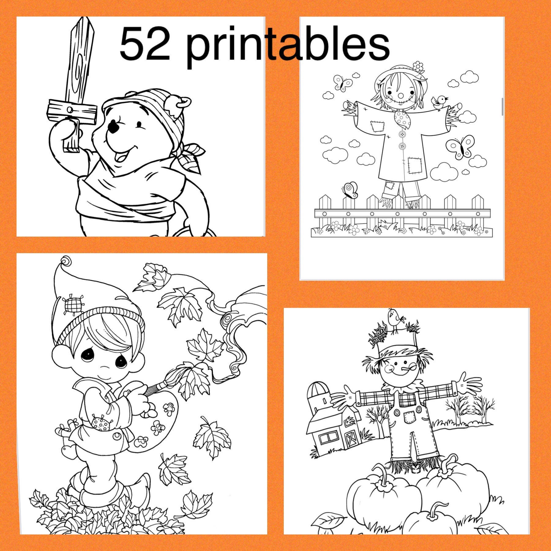 Fall Printable Coloring Pages - Etsy