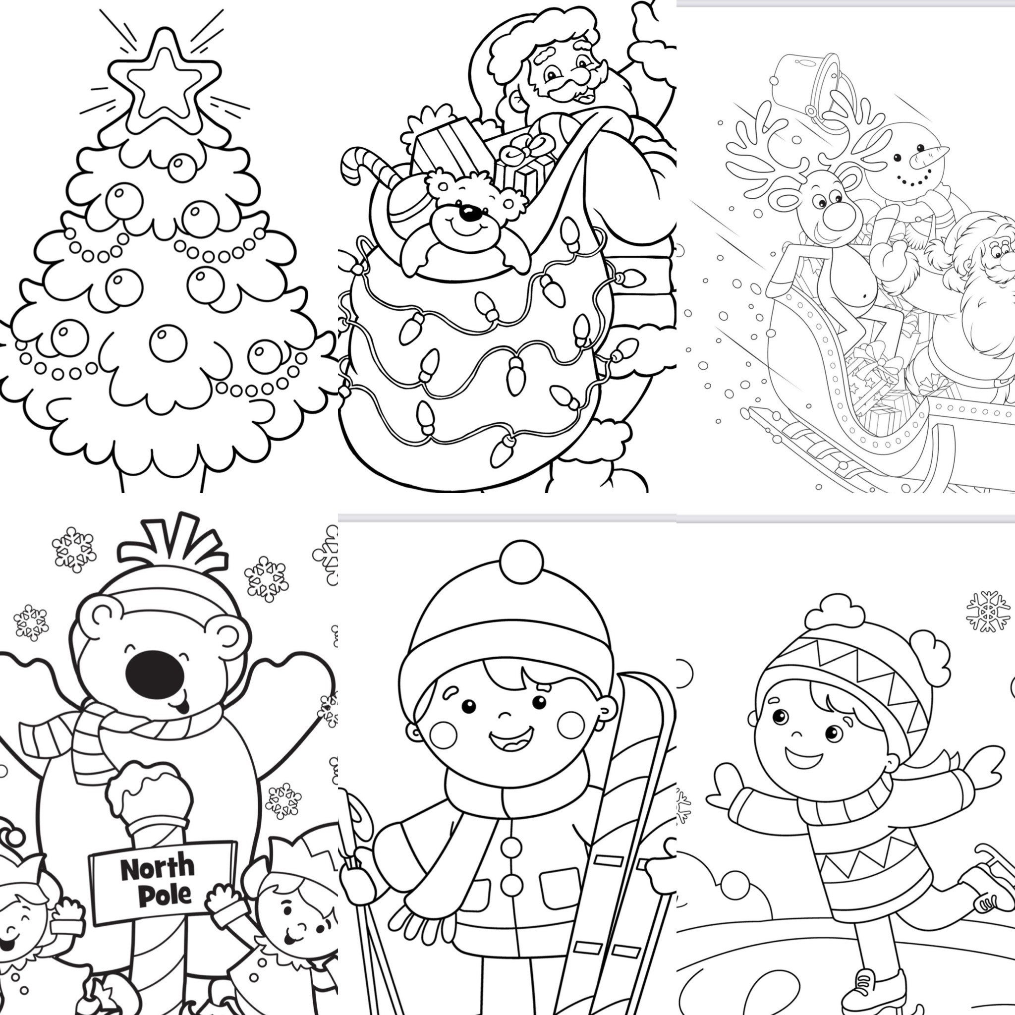 Christmas Printable Coloring Pages for Kids-holiday Activity - Etsy ...