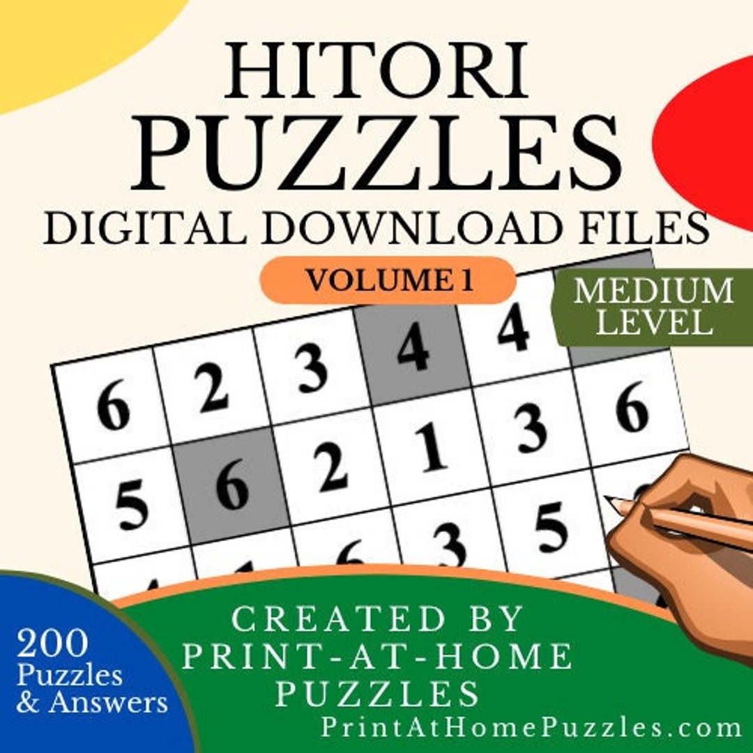 Hitori Puzzle Book - Medium Level - 200 Puzzles - Digital Download - Etsy