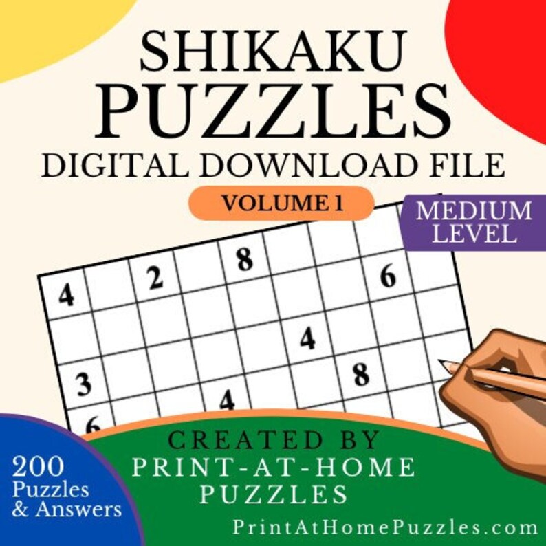 Shikaku Puzzle Book - Medium Level - 200 Puzzles - Digital Download - Etsy