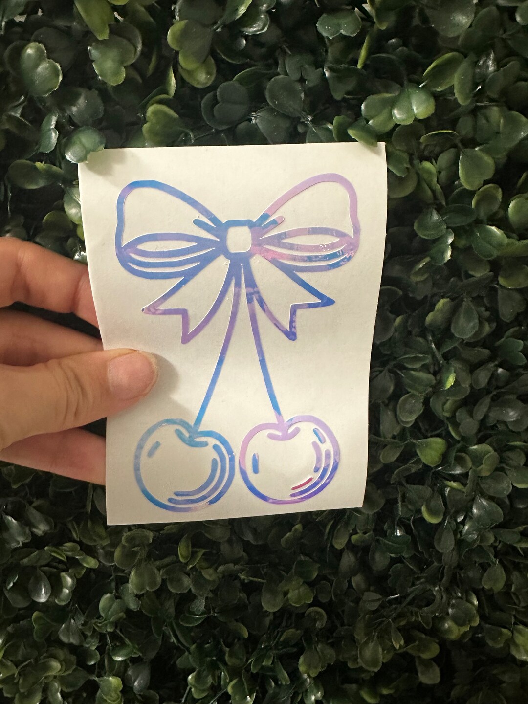 Cherries Bow Decal, Bow Car Decal, Holographic Cherries Bow Stickers ...