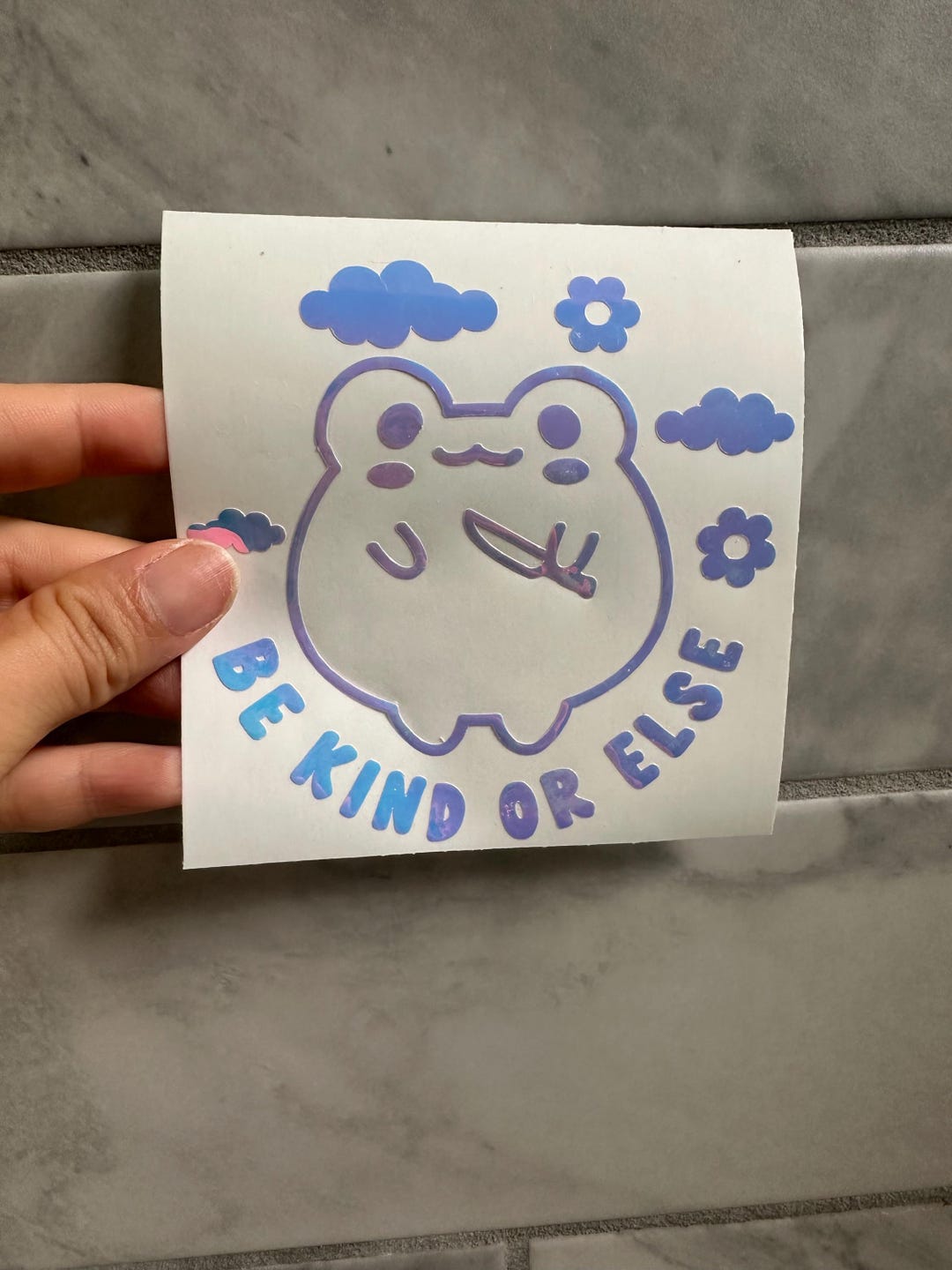 Be Kind or Else Holographic Vinyl, Holographic Kawaii Frog Decal, Be ...