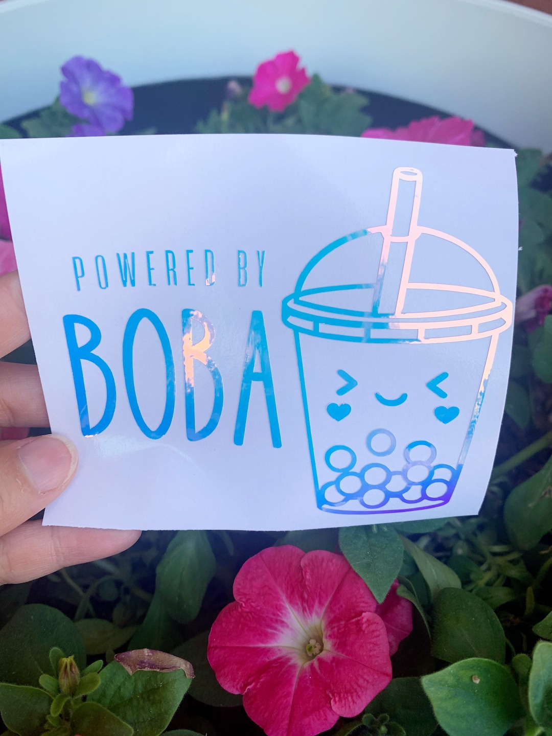 Powered by Boba Decal, Boba Car Decal, Holographic Boba Stickers ...