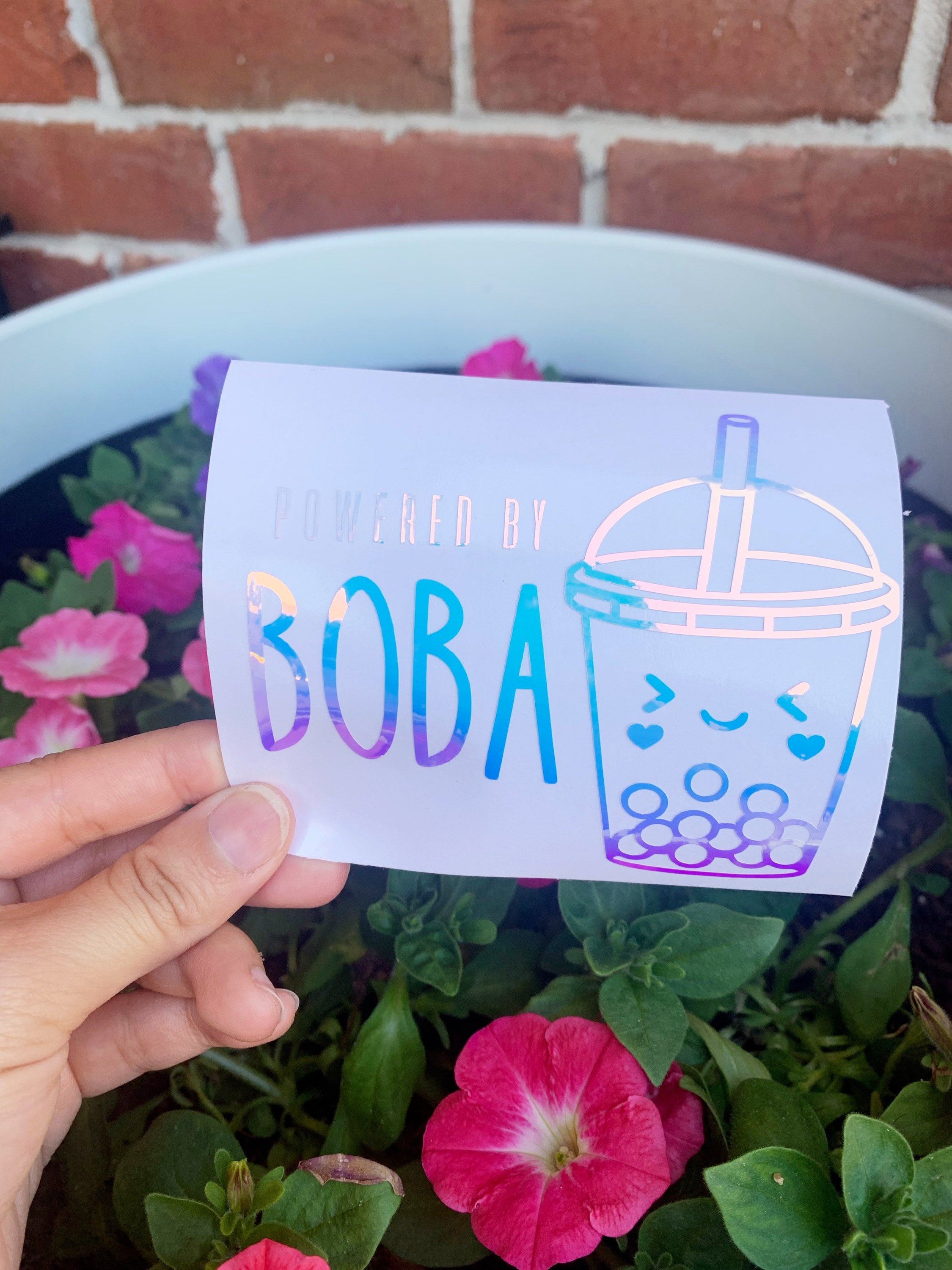 Powered by Boba Decal, Boba Car Decal, Holographic Boba Stickers ...