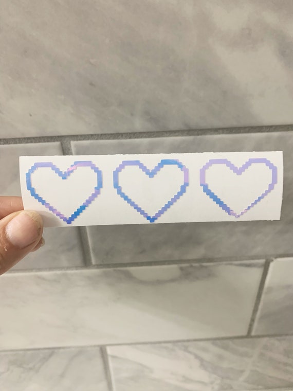 Kawaii Pixel Heart Decals Holographic Hearts Vinyl Decal JDM - Etsy