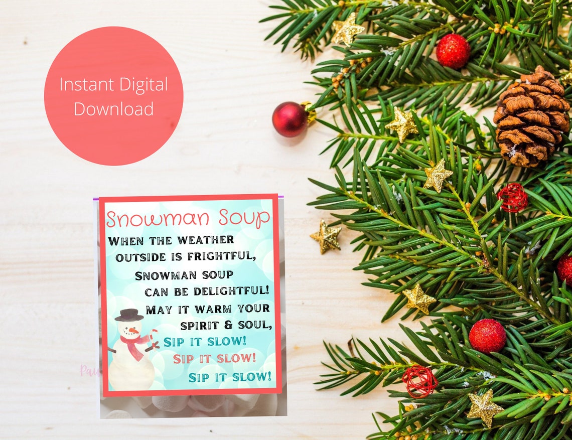 Snowman Soup Printable Gift Tag - Etsy