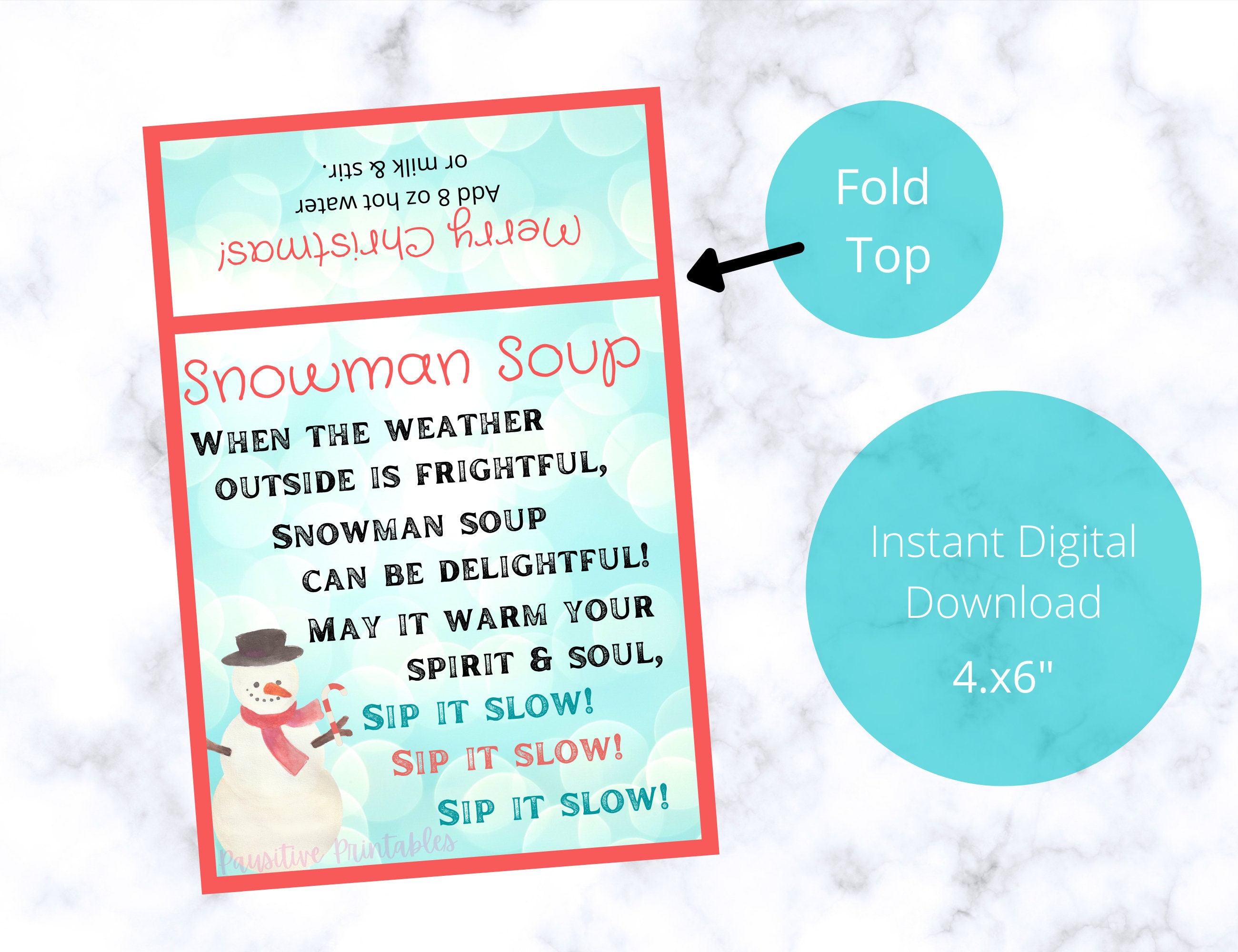 Snowman Soup Printable Gift Tag - Etsy