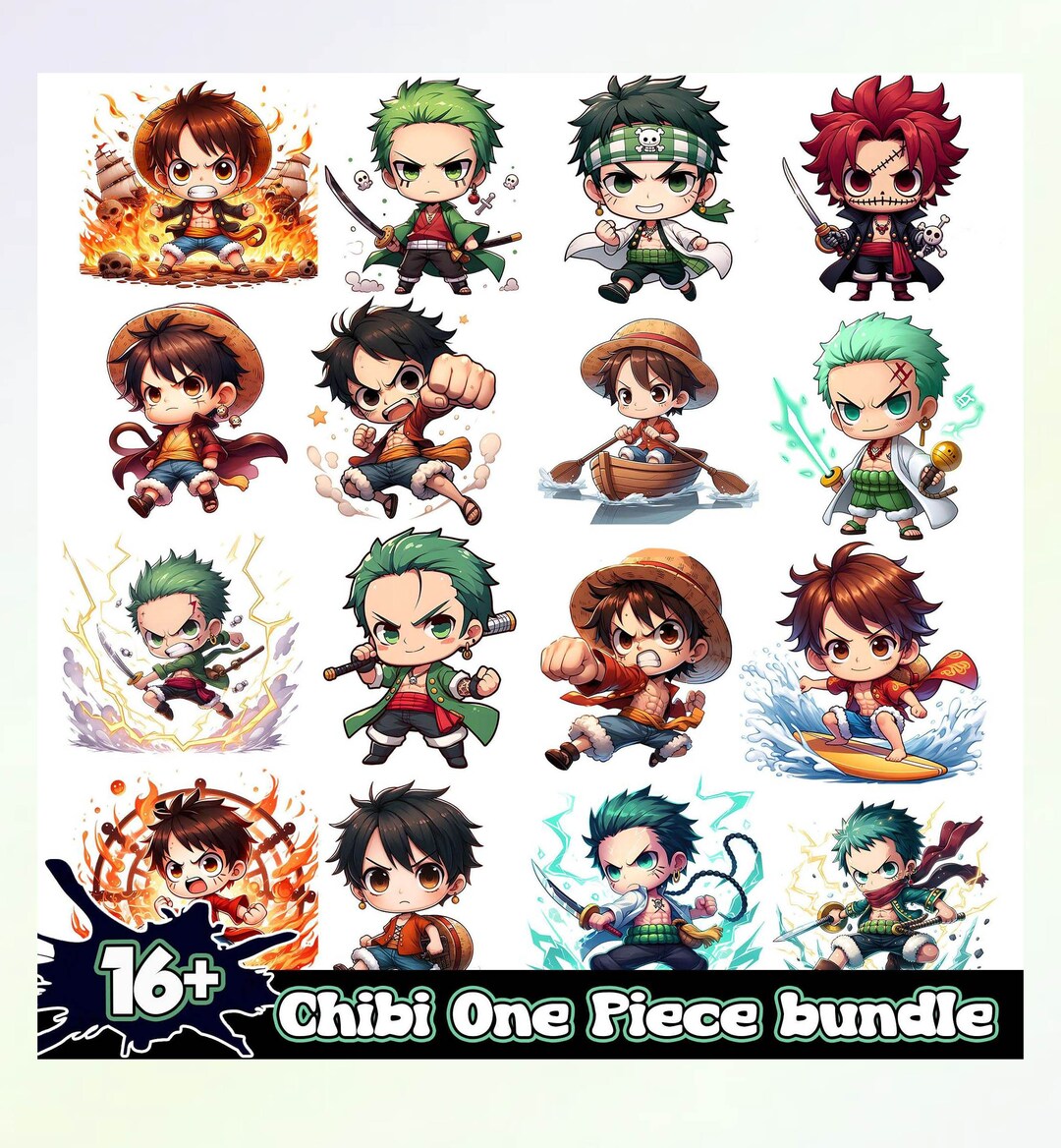 Mega One Piece Png Bundle, Anime Bundle Svg, One Piece Stickers ...