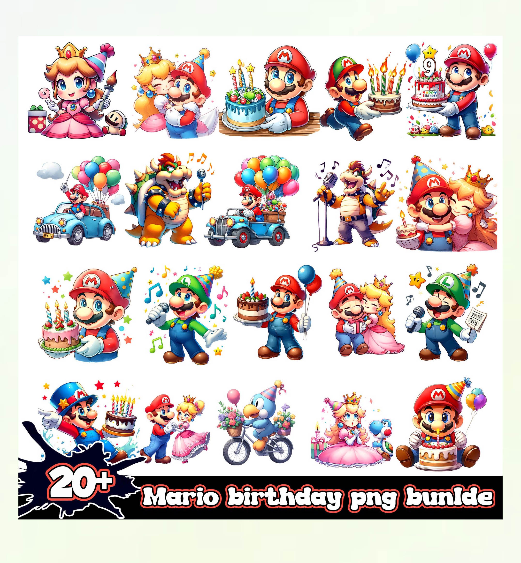 Super Mario Characters PNG Cliparts Bundle, Super Mario PNG Cartoon ...