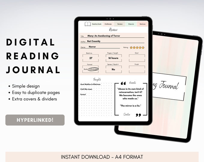 2022 Editable Canva Reading Journal Template Editable Digital Reading ...