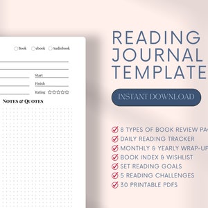 Printable Reading Journal Reading Tracker Book Log Reading Planner ...