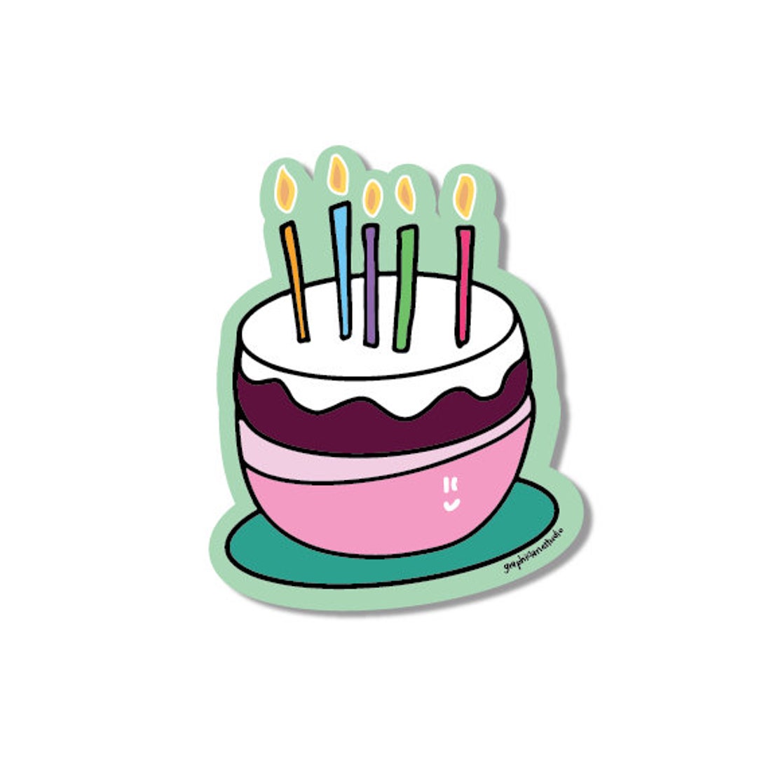 Birthday Cake Vinyl Sticker / Birthday Sticker/laptop Sticker/cake ...
