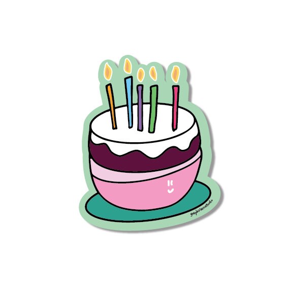 Birthday Cake Vinyl Sticker / Birthday Sticker/laptop Sticker/cake ...