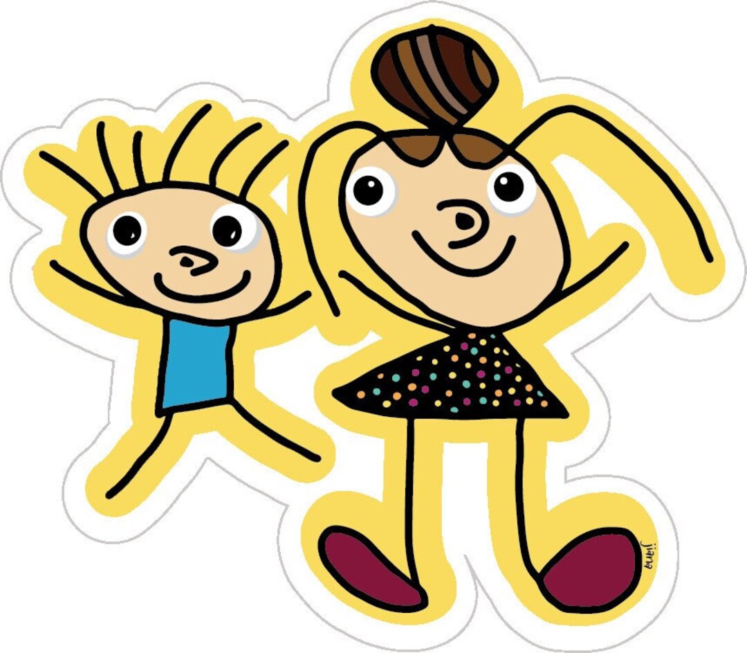 Cute Vinyl Sticker / Siblings Sticker / Cartoon Sticker / Die-cut ...
