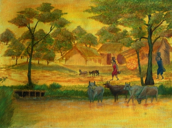 Indian Village Life Paintings