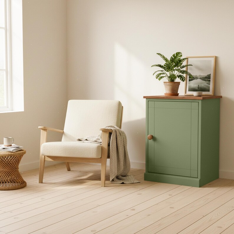 Handmade Narrow Side Table Cabinet: Small Cupboard With Adjustable ...