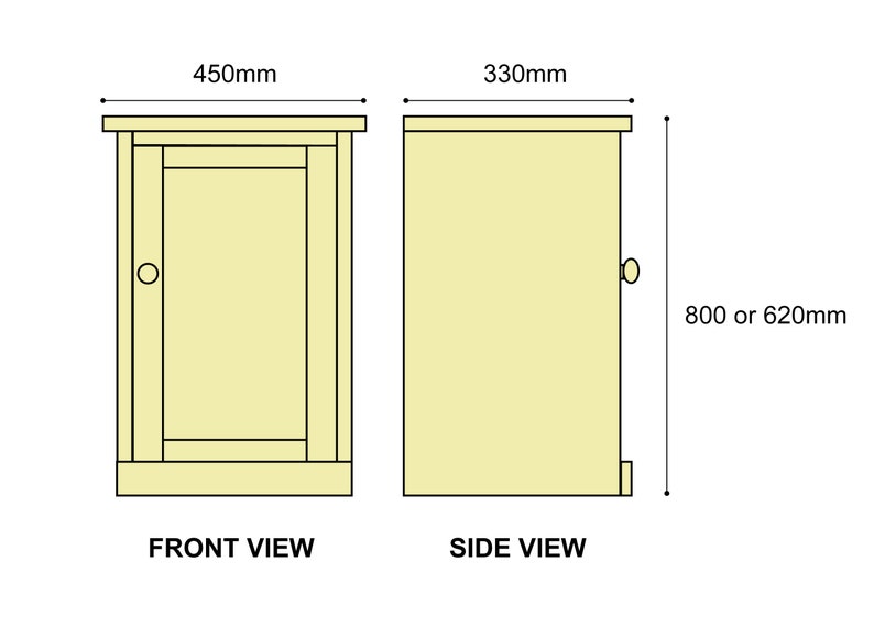 Handmade Narrow Side Table Cabinet: Small Cupboard With Adjustable ...