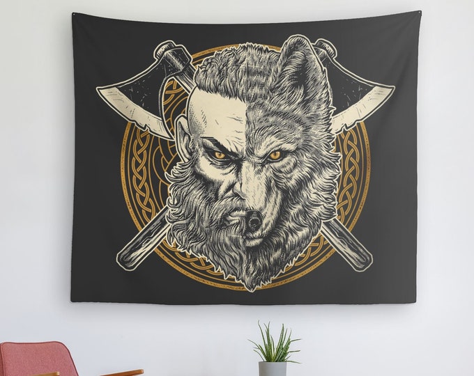 Viking Ulfhednar Norse Pagan Wolf Tapestry, Viking Pagan Wall Art Decor ...