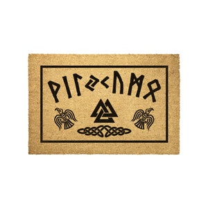 Norse Welcome Viking Elder Futhark Runes Raven Doormat, Norse Pagan ...