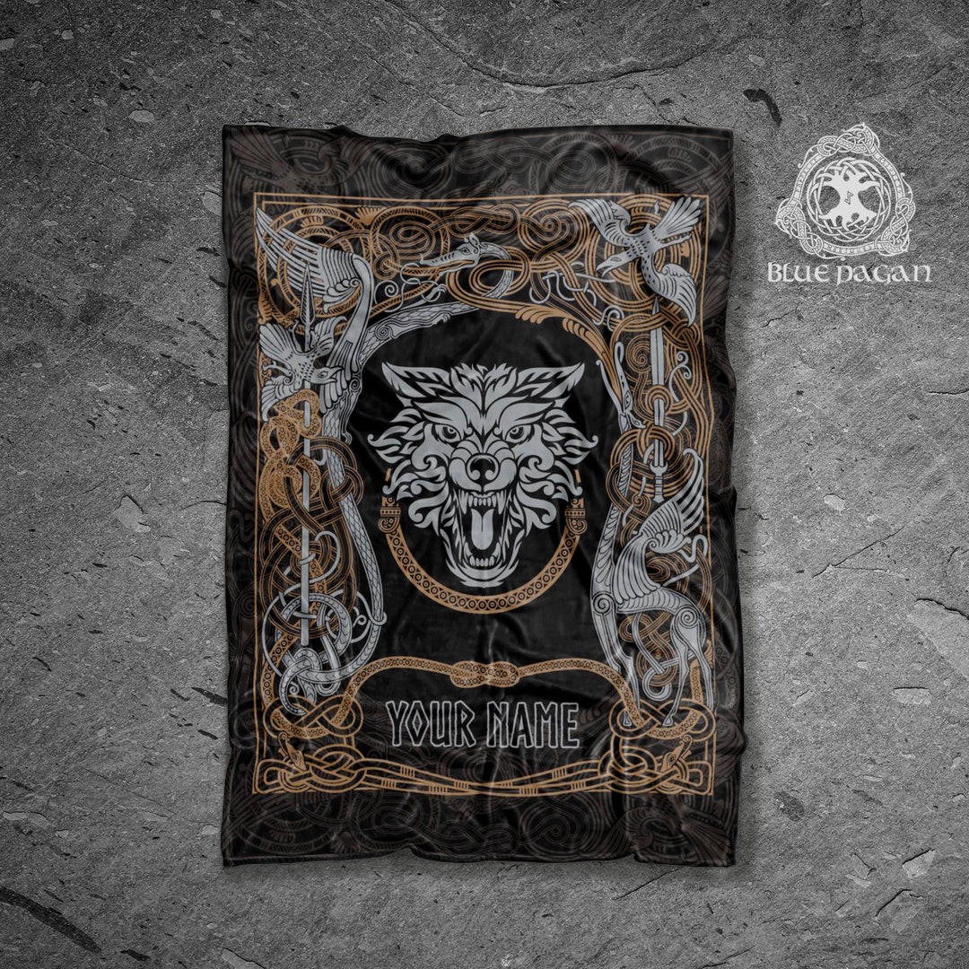 Personalized Norse Pagan Wolf Viking Blanket, Viking Pagan Home Decor ...