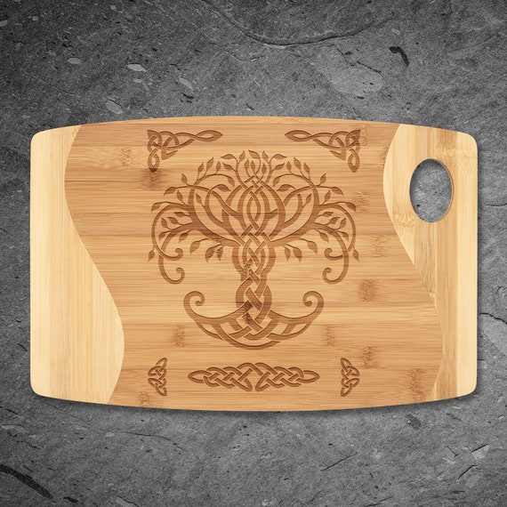 Kitchen & Dining Cutting Boards Tree of life with viking runes drawn on ...
