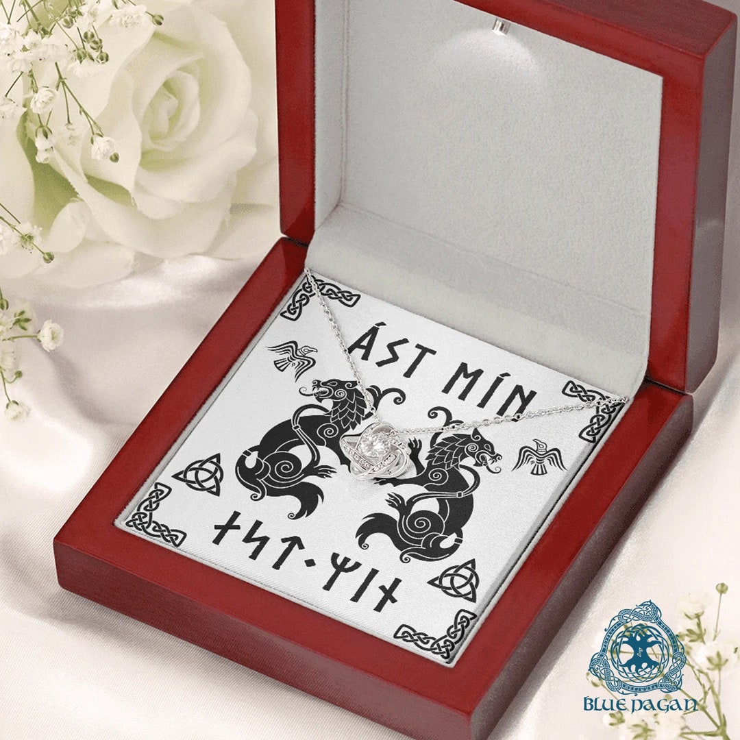 Nordic Viking Love Runes Celtic Knot Necklace, Norse Pagan Mythology ...