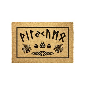 Norse Viking Welcome Elder Futhark Runes Raven Doormat, Norse Pagan ...