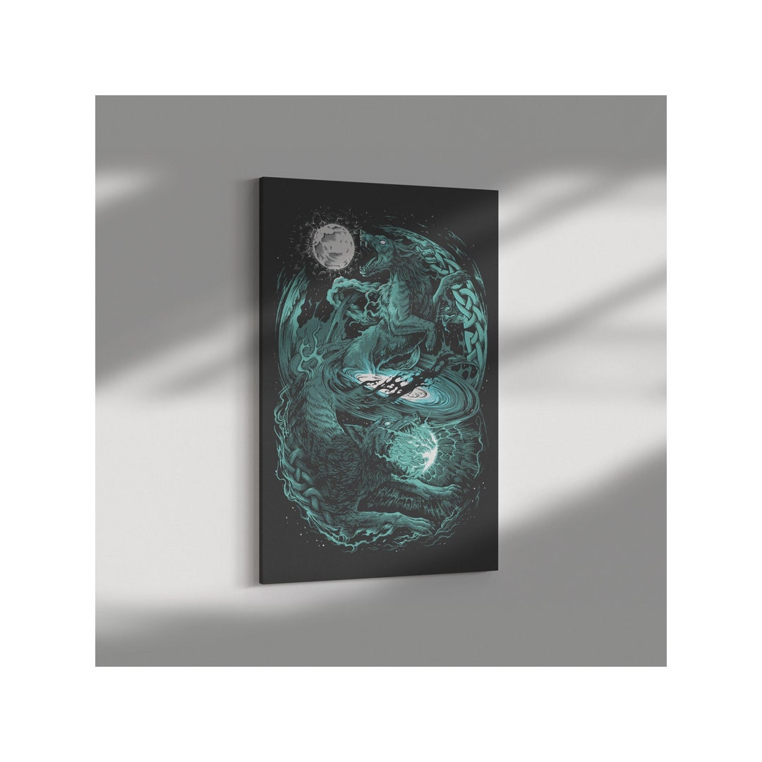 Pagan Viking Wolf Norse Mythology Canvas Art, Viking Pagan Wall Art ...