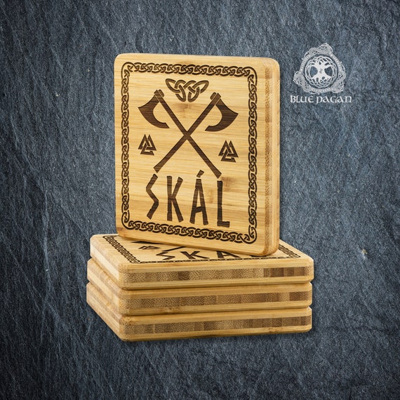 Norse Skál Toast Viking Axe Celtic Knot Coasters Nordic | Etsy UK