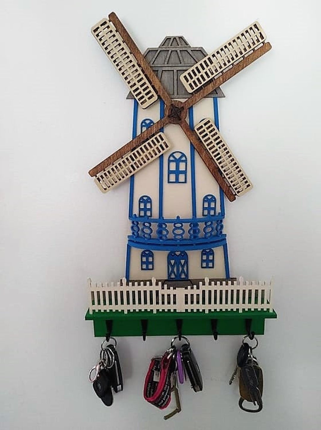 Laser Cut Key Holder Wall Mounted Decorative Hanger Windmill Vectorial ...
