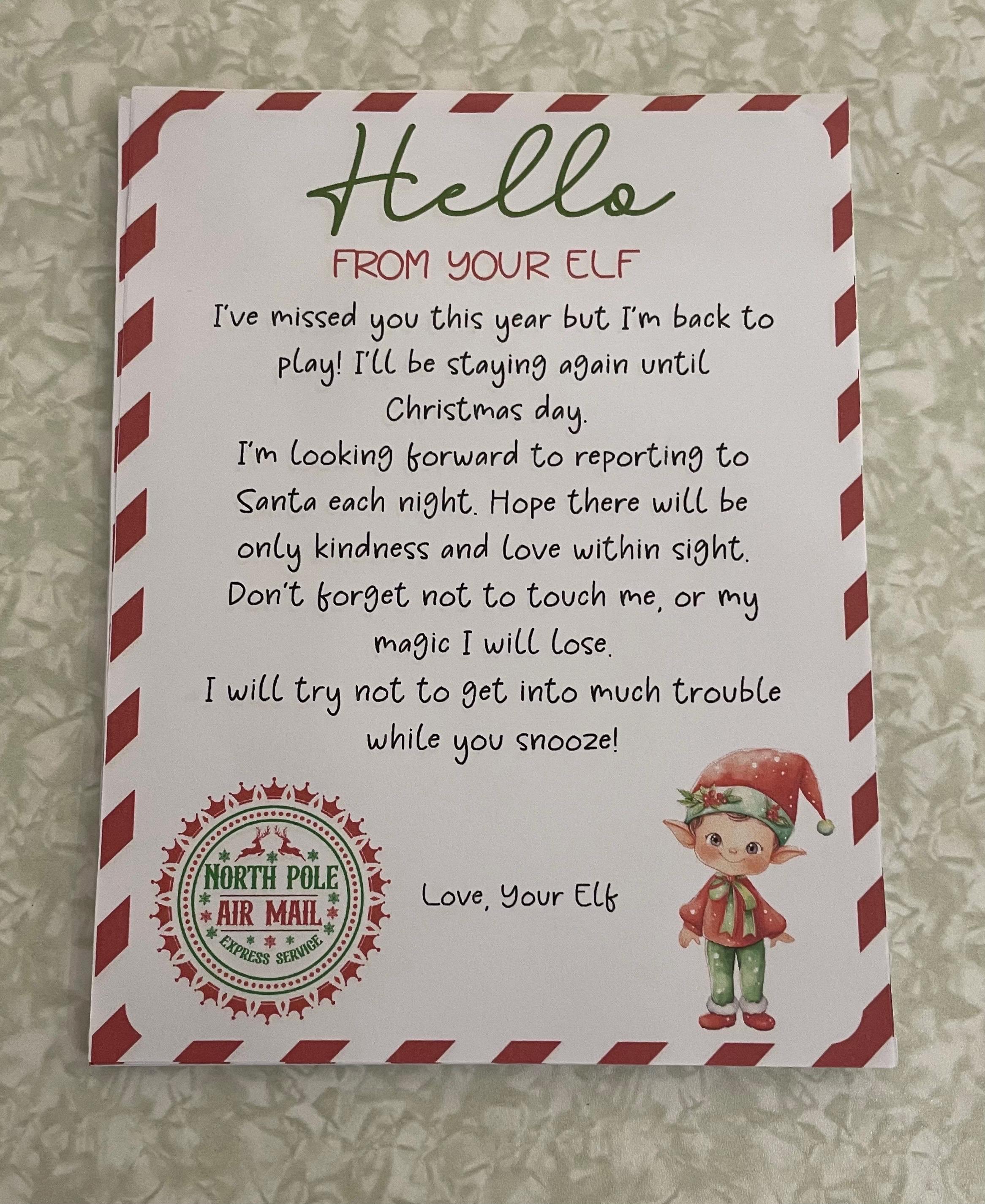 Hello and Goodbye Elf Letters, Elf Welcome Back Letter, Elf Arrival ...