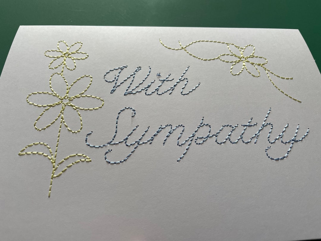Embroidered Sympathy Card, A5, With Envelope, Handmade, Blank for Own ...