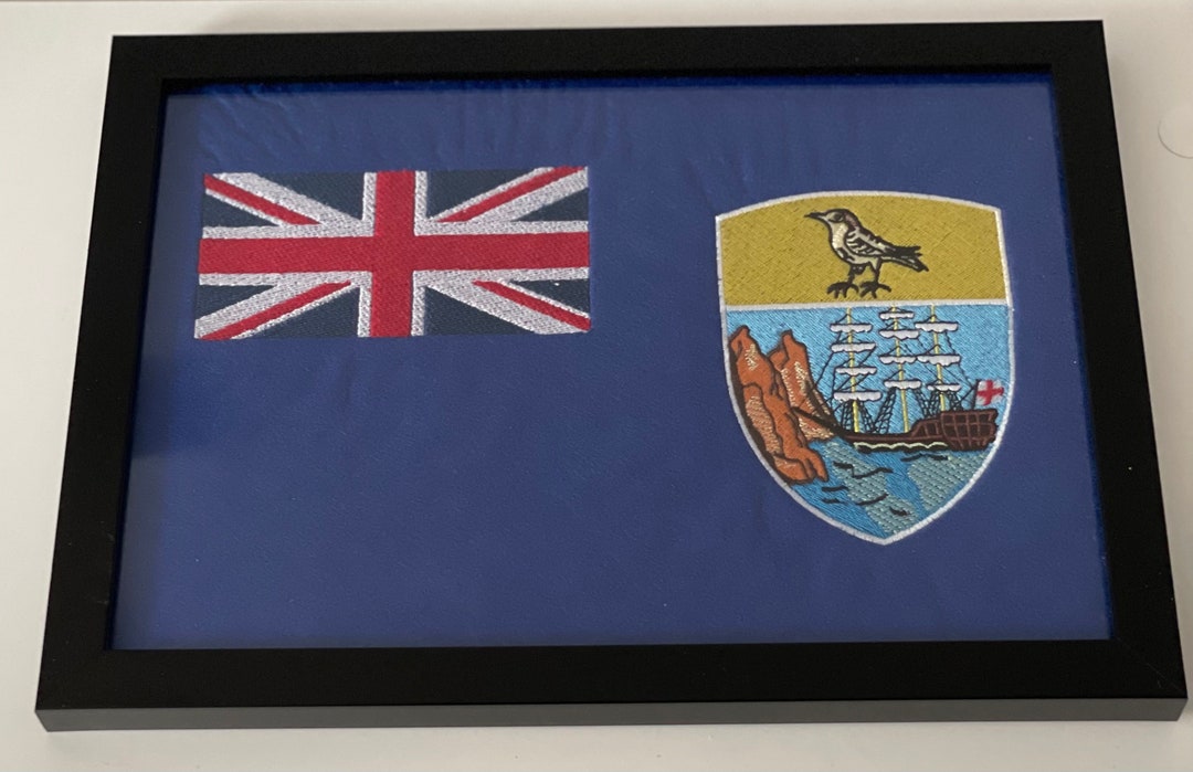 St Helena Embroidered Flag Framed Picture, St Helena Crest, Commonwealth Country Flag, Saints ...