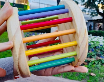 Infant Rattle Montessori Rattle Wooden Rattle Organic Baby - Etsy