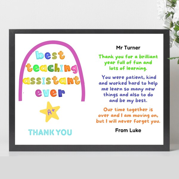 Teacher Assistant Poem - Etsy UK