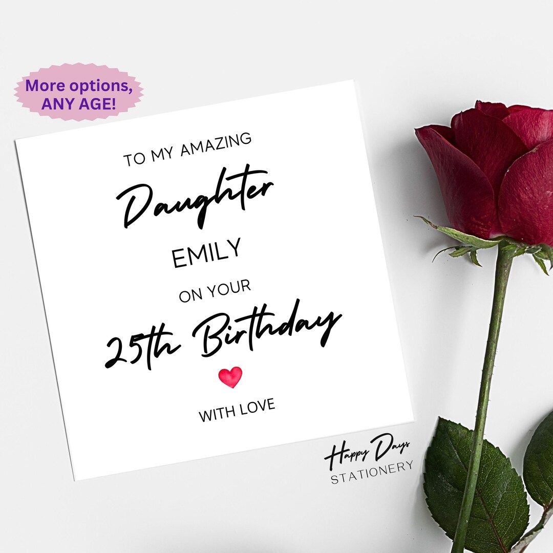 Daughter 25th Birthday Card, 25th Birthday Card for Daughter, 25th ...