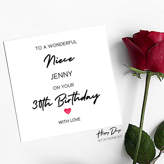 Niece 30th Birthday Card Niece Birthday Card 30th Birthday Etsy Uk