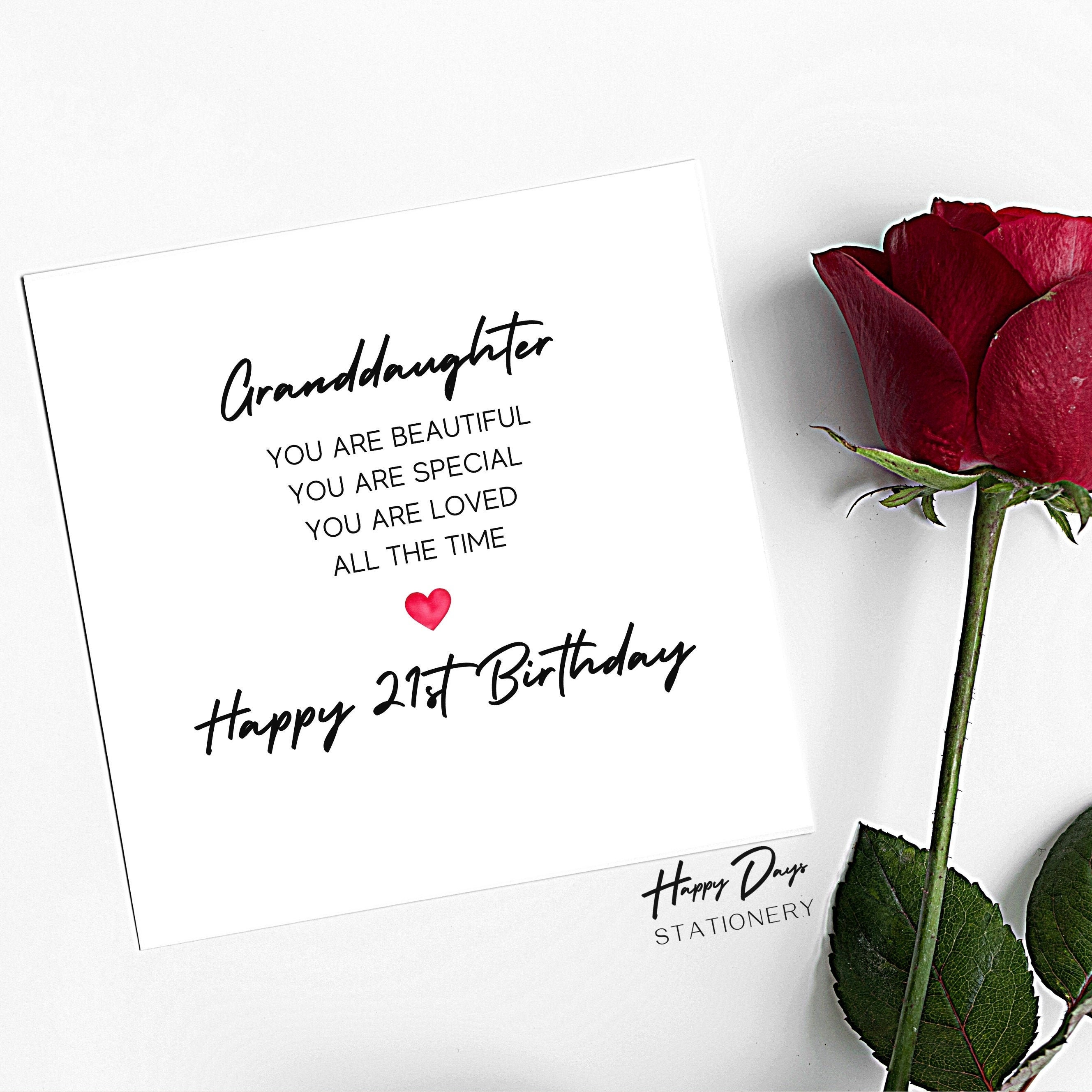 Granddaughter Birthday Card Poem 21st Birthday Card For Etsy