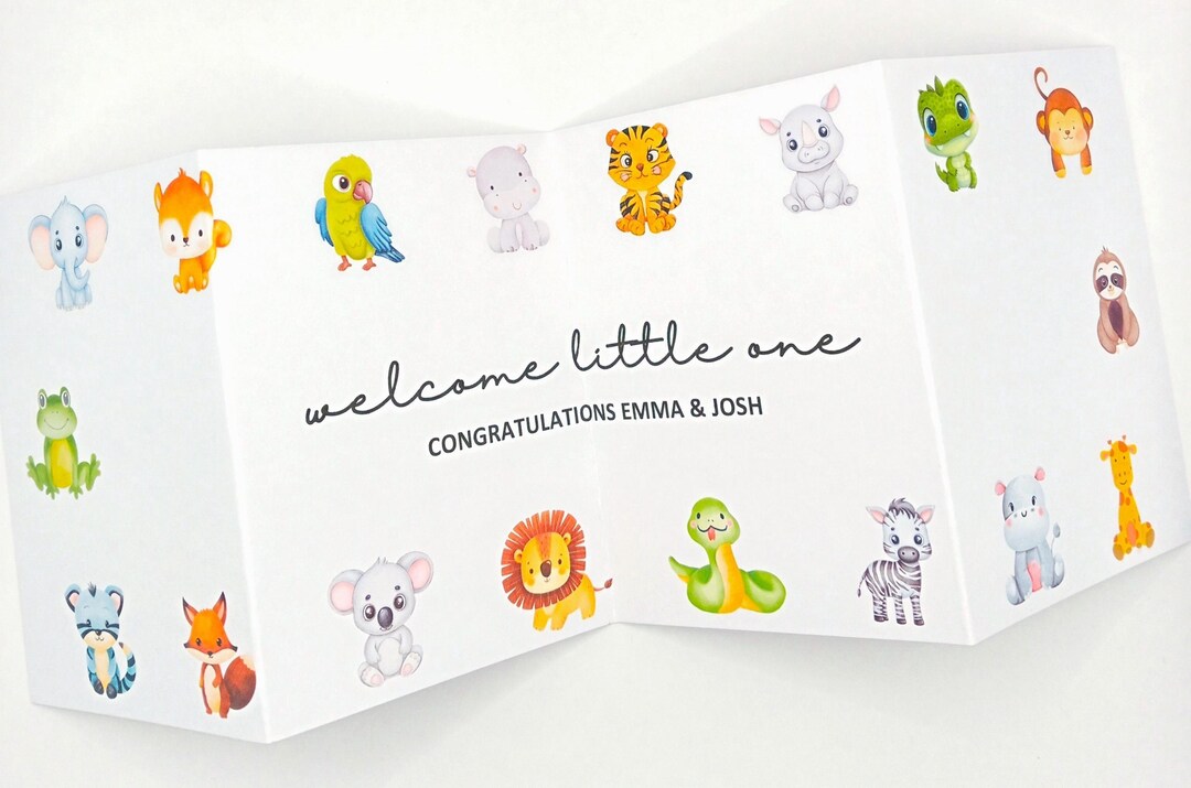 Welcome New Baby Congratulations Card Cute Nursery Animals ...