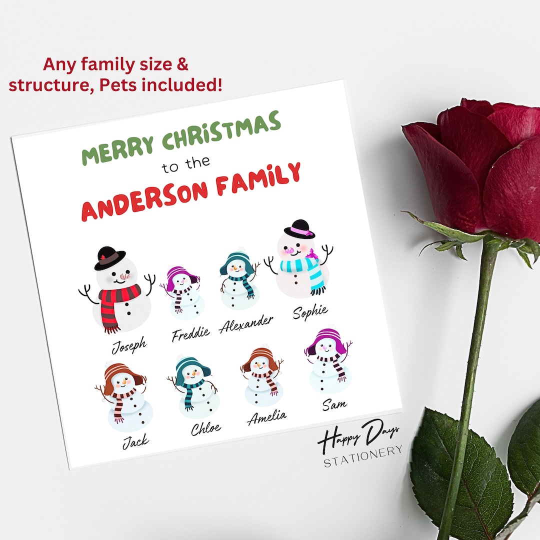Personalised Snowman Family Christmas Card for Friends and Family ...