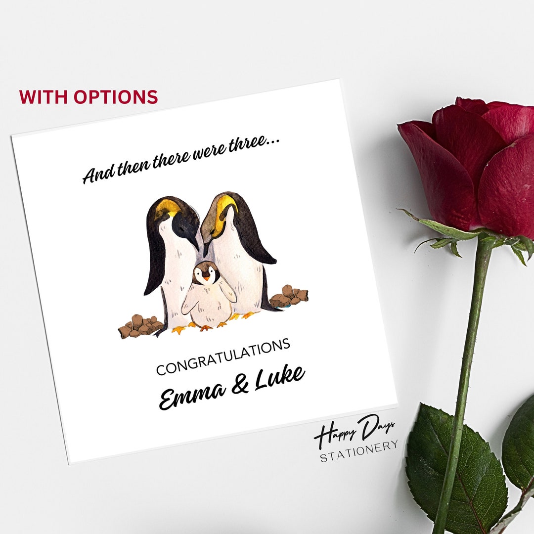 New Baby Card and Then There Were Three Baby Announcement - Etsy
